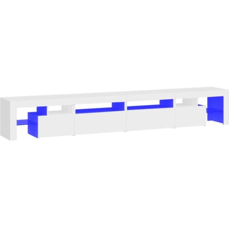 Mueble de TV con luces LED blanco 260x36,5x40 cm - Mueble de TV blanco ...
