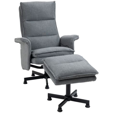 Swivel Recliner Chair and Footstool, Upholstered Massage Recliner ...