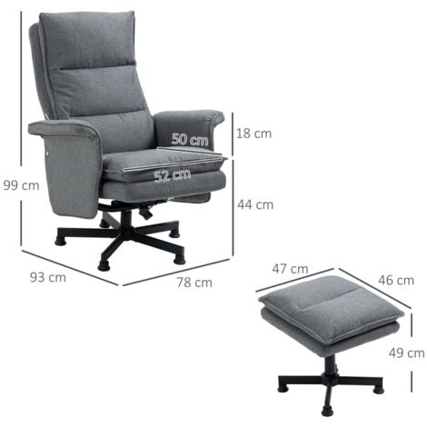 Swivel Recliner Chair and Footstool, Upholstered Massage Recliner ...