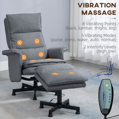 Swivel Recliner Chair and Footstool, Upholstered Massage Recliner ...