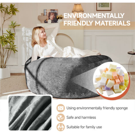 Sitzsack Canapé Lit Moelleux 4FT Fauteuil Ergonomique Velours pour ...