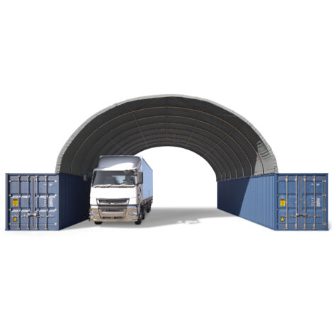 TOOLPORT Contop Container Shelter 10x12m – grey PVC 2300N Cover – Heavy ...