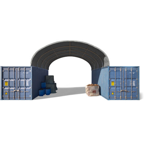 TOOLPORT Contop Container Shelter 6x6m – grey PVC 2300N Cover – Heavy ...