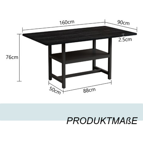 Table a manger industrielle noire 160x90 cm avec meuble de rangement ...
