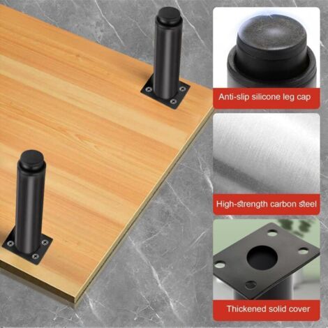 Pied de table metal noir reglable 25 a 45cm sans percage lot de 4 ...