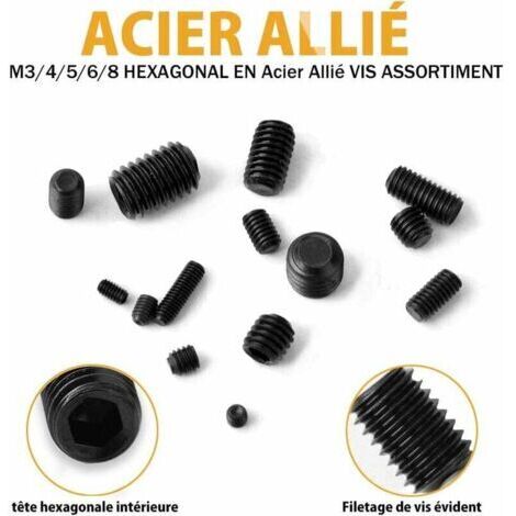 M2.5 M3 M4 M5 M6 M8 Vis Sans Tête Hexagonale,Set assortiment Kit de ...