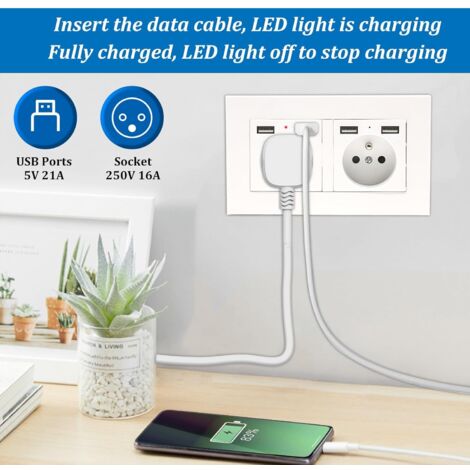 Set 2 Prese Doppie USB da Incasso 16A 110–250V – Norme Francesi