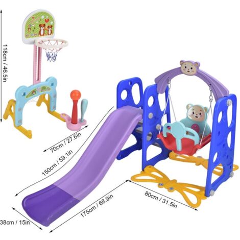 Toboggan enfant 5 en 1 bleu structure de jeux sécurisée maternelle ...