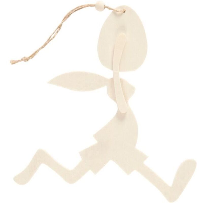 Objet décoratif - Lapin en bois - 17 x 18 cm - Blanc - Pour enfants