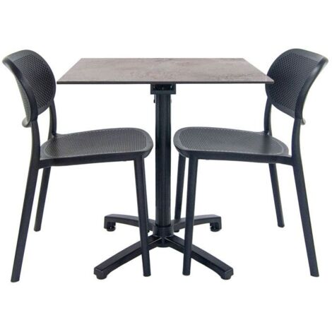 Table pliable pierre claire + 2 chaises pour terrasse