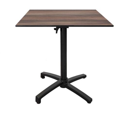 Table terrasse pliable en Compact HPL bois foncé 70 x 70