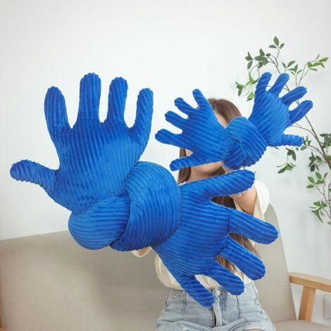 Blue Hand Shape Plush Pillows Long Strip Palm Cushion for Home Travel ...