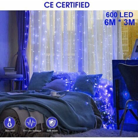 Rideau de lumiere LED bleu 6m decoration evenementielle et vitrine ...