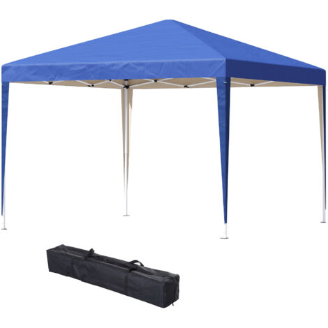 Pavillon pliable pop-up 2,95x2,95 m de jardin en acier Oxford bleu ...