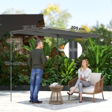 Parasol de jardin en polyester gris foncé avec mât en aluminium ...