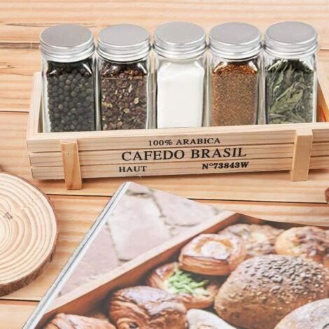 Lot de 12 Bocaux à Épices en Verre Carré avec Couvercle à Visser, Pot ...