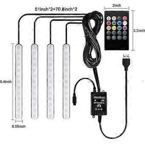 Éclairage intérieur de voiture à LED - Bande lumineuse de 48 LED avec ...