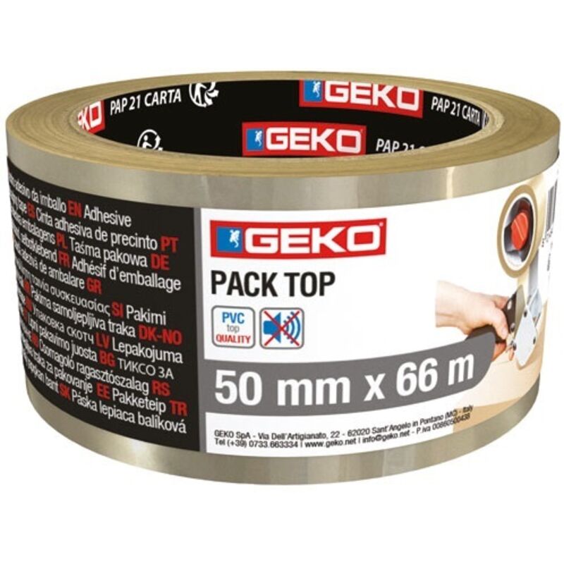 GEKO - Adhésif emballage PVC 50 mm x 66 m transparent