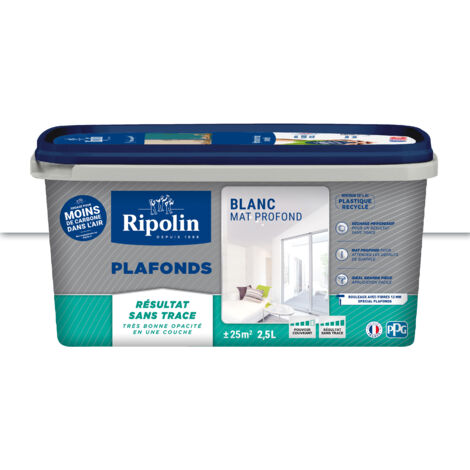 Peinture blanche mate anti-trace Ripolin 2.5L stop traces rouleau