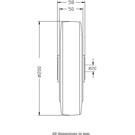 Rueda - Caucho - 200 mm - Aluminio - Capacidad 450 kg - Dureza 75A