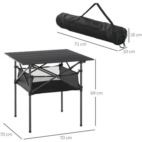 Table camping légère en aluminium avec filet de rangement sous plateau ...