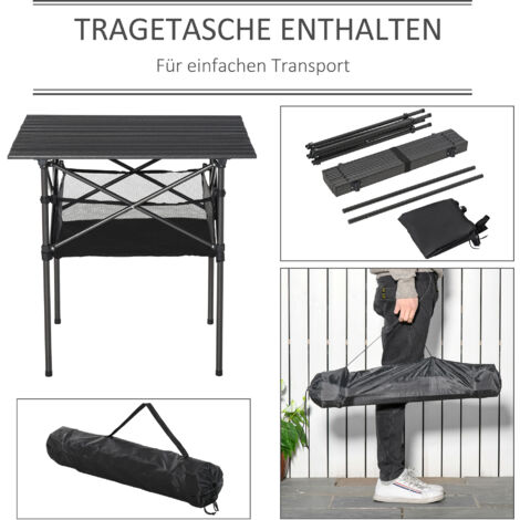 Table camping légère en aluminium avec filet de rangement sous plateau ...