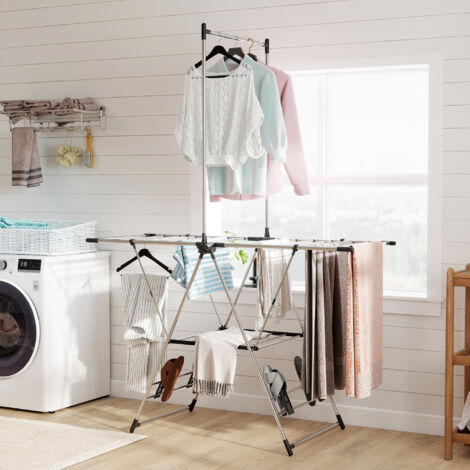 Portant à vêtements vertical pliable argenté Modèle PV-139 avec ...