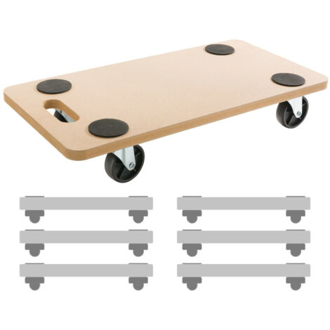 AREBOS 6x Rolkar Meubelkar Verplaatsingsplatform Transportkar Dolly 200kg
