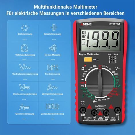 Digitales Multimeter mit 2000 Zählern, True-RMS-Digitalmultimeter ...