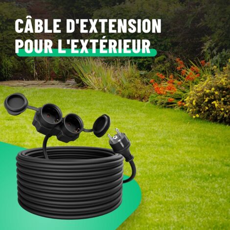 1 Rallonge électrique 20m, 2 Prises, IP44 Étanche, 3500W, Câble ...