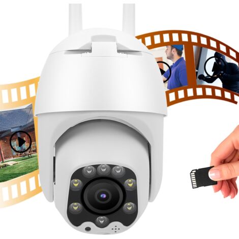 Caméra de surveillance extérieure PTZ WiFi 1080P IP66 infrarouge noir ...