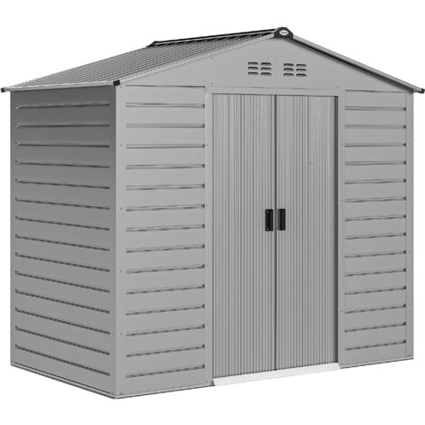 Abri de jardin gris 2.43 m2 cabanon toit deux pans porte coulissante ...