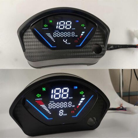 Compteur de vitesse moto numerique avec compte-tours et jauge essence ...