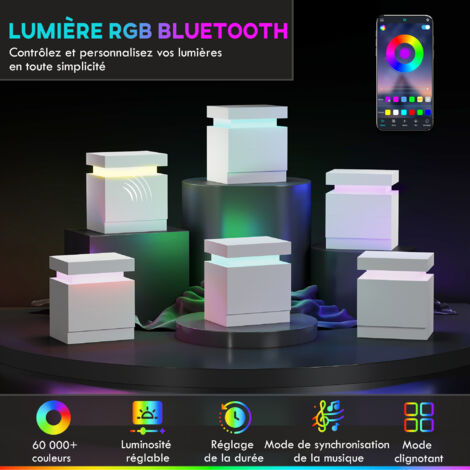 Table de nuit design blanc brillant avec éclairage LED pour le salon ...