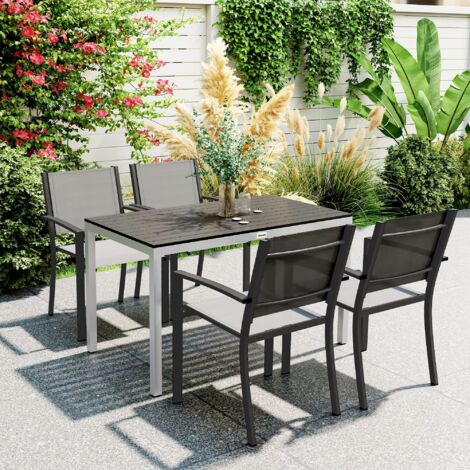 Table jardin durable sans entretien aluminium résistant noir ...