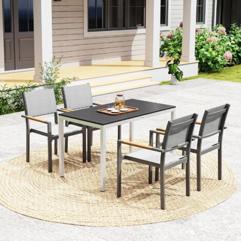 Table jardin durable sans entretien aluminium résistant noir ...