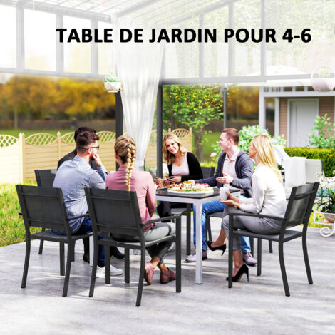 Table jardin durable sans entretien aluminium résistant noir ...