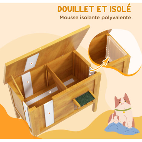 Maison de jardin pour chat en bois abri imperméable et surélevé ...
