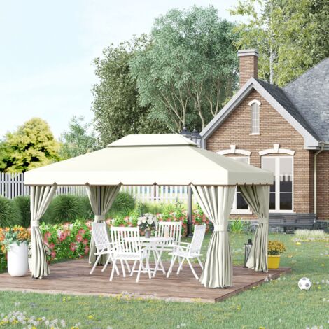Abri de jardin Outsunny 4x3 m avec parois amovibles et moustiquaires ...