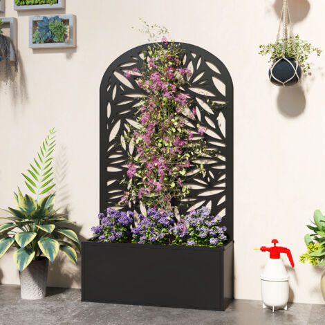 Jardinière métallique avec treillis, fixation murale ou au sol ...