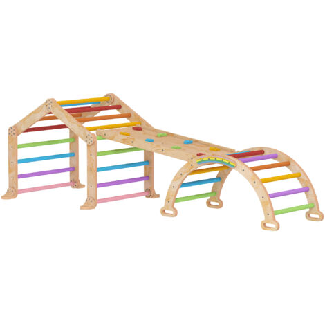 Triangle d'escalade évolutif avec rampe de glisse et bascule arc-en ...