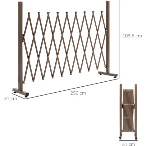 Outsunny Barrière extensible rétractable de sécurité 250x31x104 cm ...