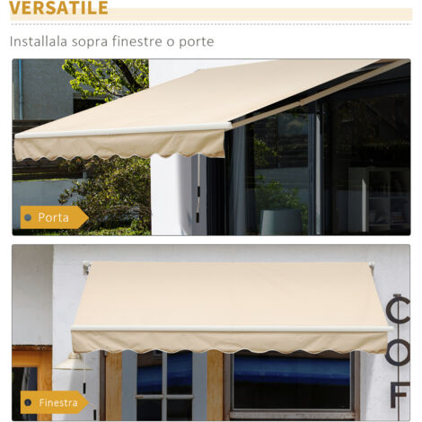 Store banne manuel beige 3x2.5m en aluminium et polyester pour terrasse ...