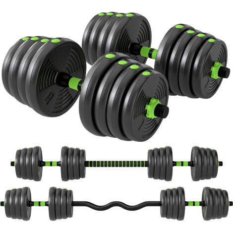 Haltères modulables 30 kg avec connecteur de barre et grips conforts ...