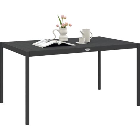 Table de jardin en aluminium gris foncé 145x90 cm résistante aux UV ...