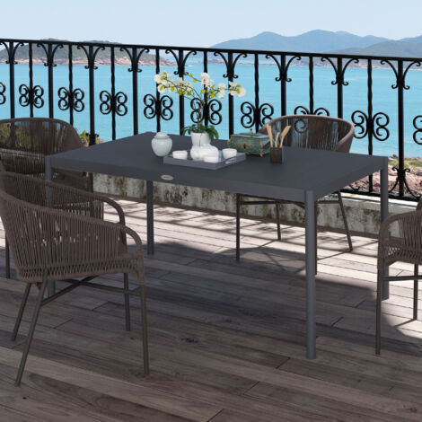 Table de jardin en aluminium gris foncé 145x90 cm résistante aux UV ...