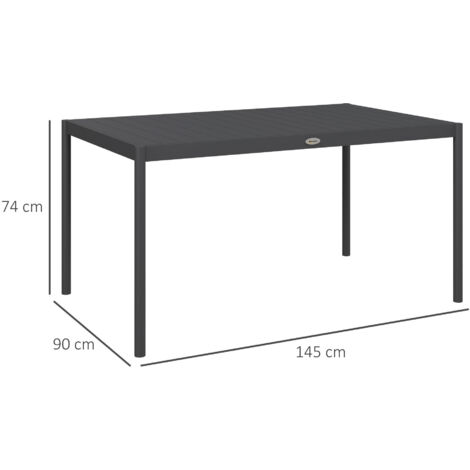 Table de jardin en aluminium gris foncé 145x90 cm résistante aux UV ...