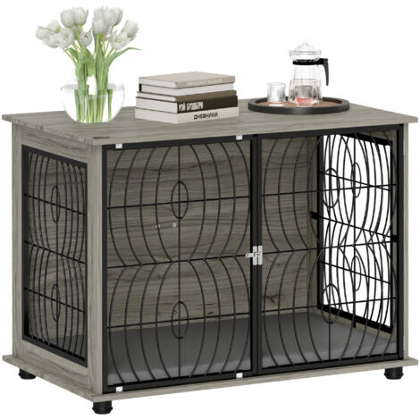 Cage pour chien PawHut grande taille grise 100x60x73.5 cm avec coussin ...