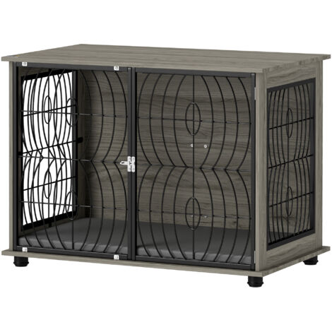 Cage pour chien PawHut grande taille grise 100x60x73.5 cm avec coussin ...