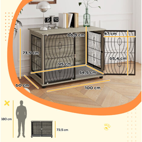 Cage pour chien PawHut grande taille grise 100x60x73.5 cm avec coussin ...